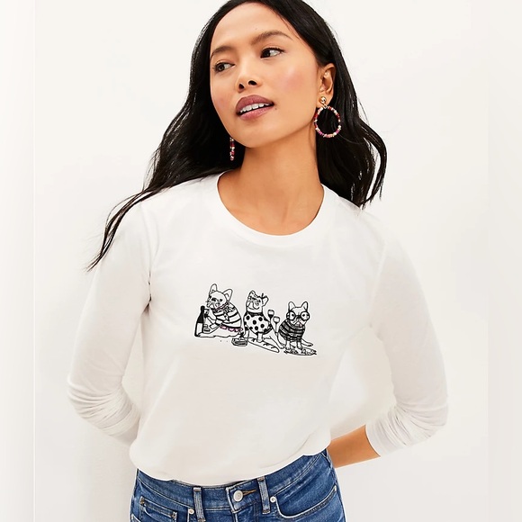 LOFT | Tops | Nwt Loft French Bulldogs Novelty Graphic Tee Shirt | Poshmark
